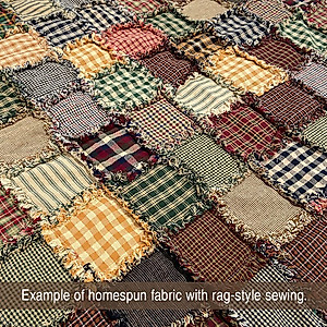 Red & Khaki 1 Cotton Homespun Plaid Fabric by JCS - Sold by The Yard