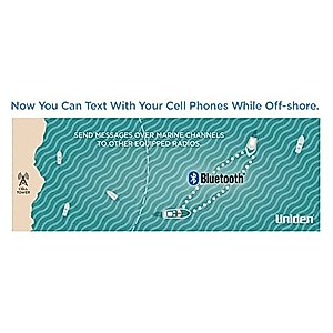 Uniden UM725GBT Marine VHF Radio, All USA, Canada, and Intl. Marine Channels, 1Watt/25Watt Transmit Power, Largest LCD Screen in Class, NOAA Weather Channels, Speaker Mic, GPS Built-in, and Bluetooth
