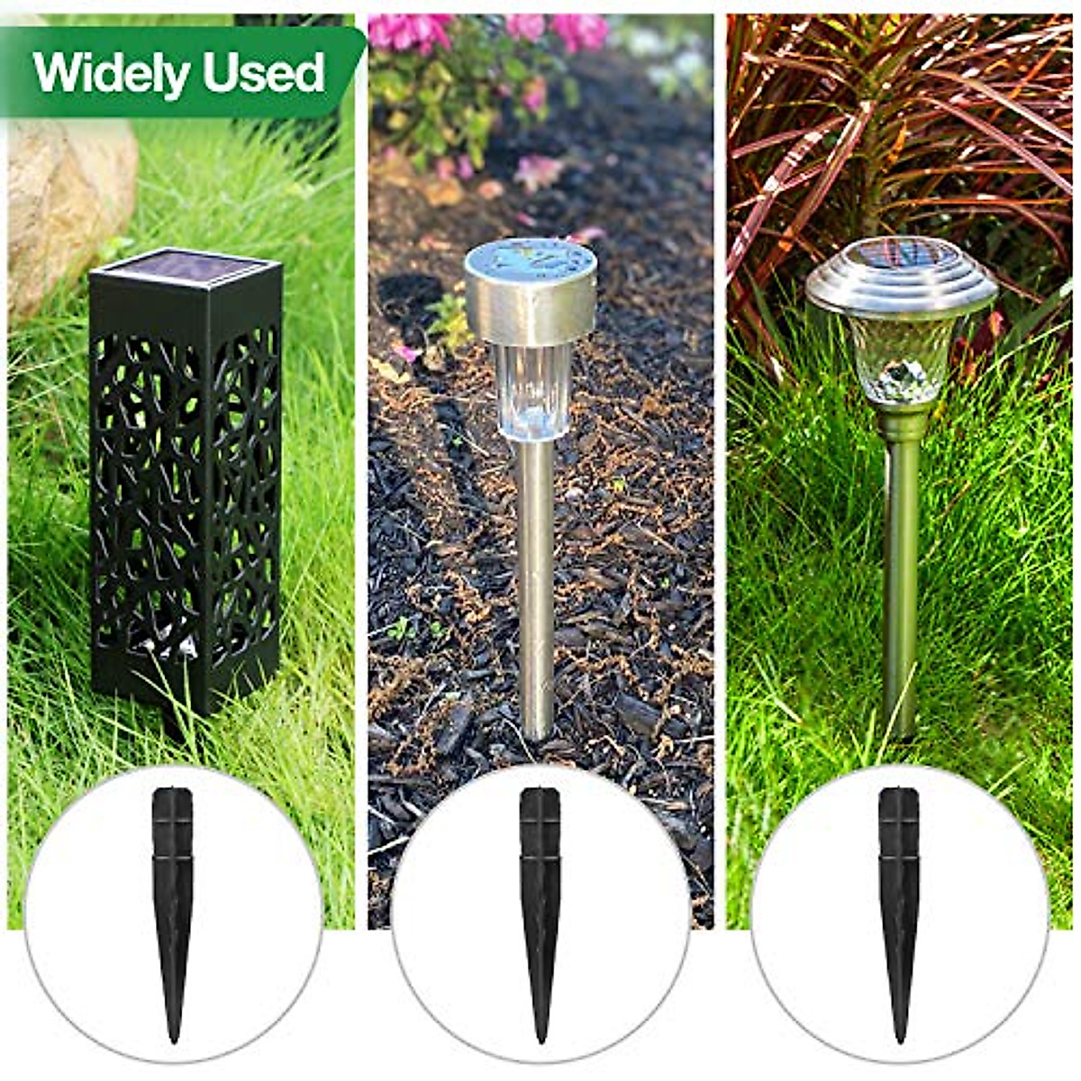 BEAU JARDIN 8 Pcs Plastic Ground Replacement Spikes Stakes 0.8 inch Diameter for Solar Pathway Lights Torch Lights Garden Lights for Yard Patio Walkway Landscape 5inch Tall BG294