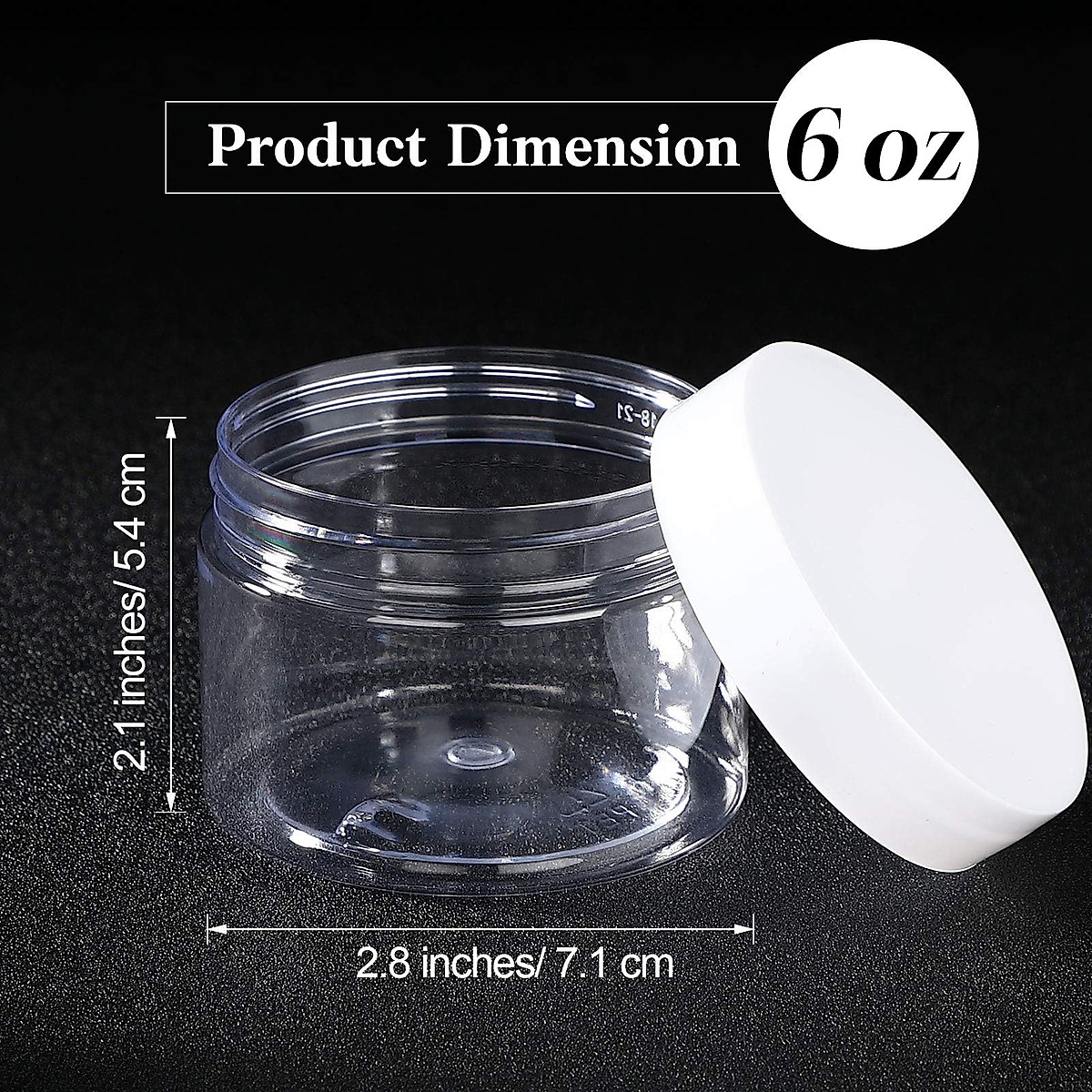 4 Pieces Round Clear Wide-mouth Leak Proof Plastic Container Jars with Lids for Travel Storage Makeup Beauty Products Face Creams Oils Salves Ointments DIY Making or Others (White, 6 Ounce)