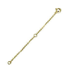 14K Yellow Gold 3 Inch Necklace Extender Safety Chain, Durable Removable Extenders With 3 Small Circle Ring Jewelry for Gold Necklace Bracelet, Adjustable Chain Set