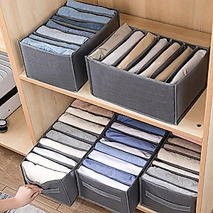 LOWFI 5-Piece Clothes Storage Box Foldable Closet Organizer Storage Container/Wardrobe Drawer Compartment Storage Box for Clothes, Pants, Underwear, Socks, Sheets, Etc. Storage (Gray)