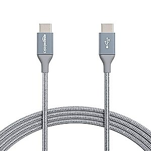 Amazon Basics 10 foot Nylon USB-C to USB-C 2.0 Fast Charging Cable, Dark Gray, Laptop
