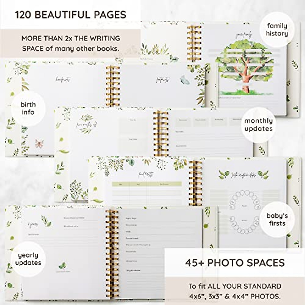 Keepsake Baby Memory Book for Baby Boy or Girl – Timeless Baby First 5 Year Baby Book – A Milestone Book to Record Every Event from Birth to Age 5 – Gender Neutral Baby Journal Scrapbook Photo Album