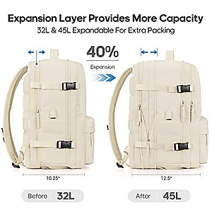 Large Travel Laptop Backpack, Expandable 45L Carry On Backpack Water Resistant Airline Approved Business Work Computer Bag Gifts for Men & Women Fits 17 Inch Notebook