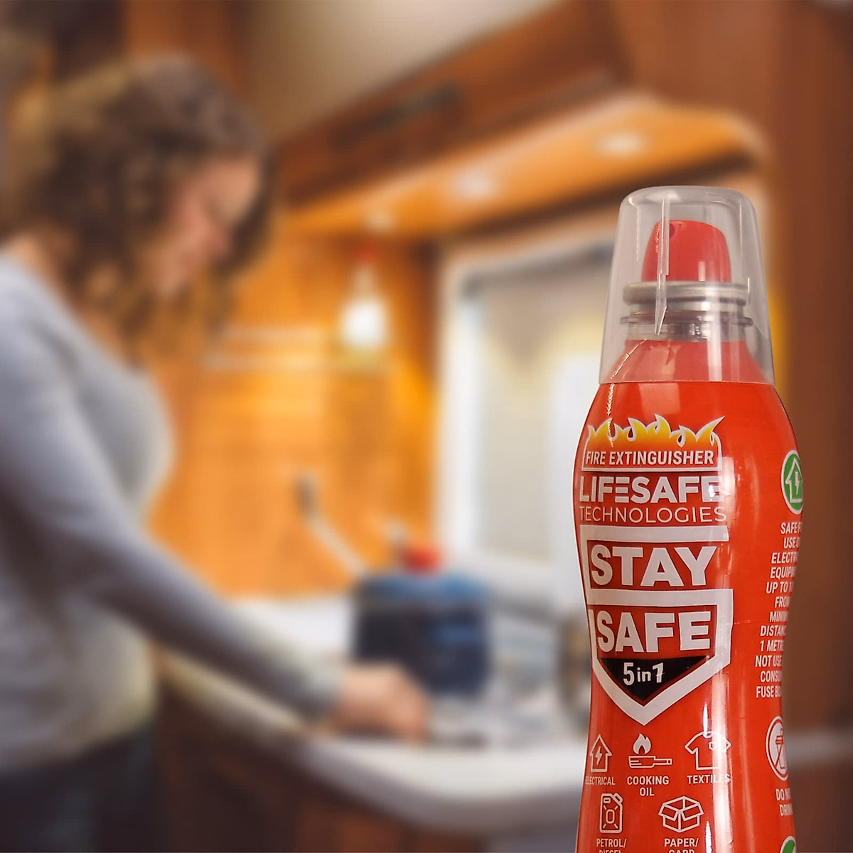 StaySafe 5-in-1 Fire Extinguisher | For Home, Kitchen, Car, Garage, Boat | The best small extinguisher that tackles 5 types of fire in seconds