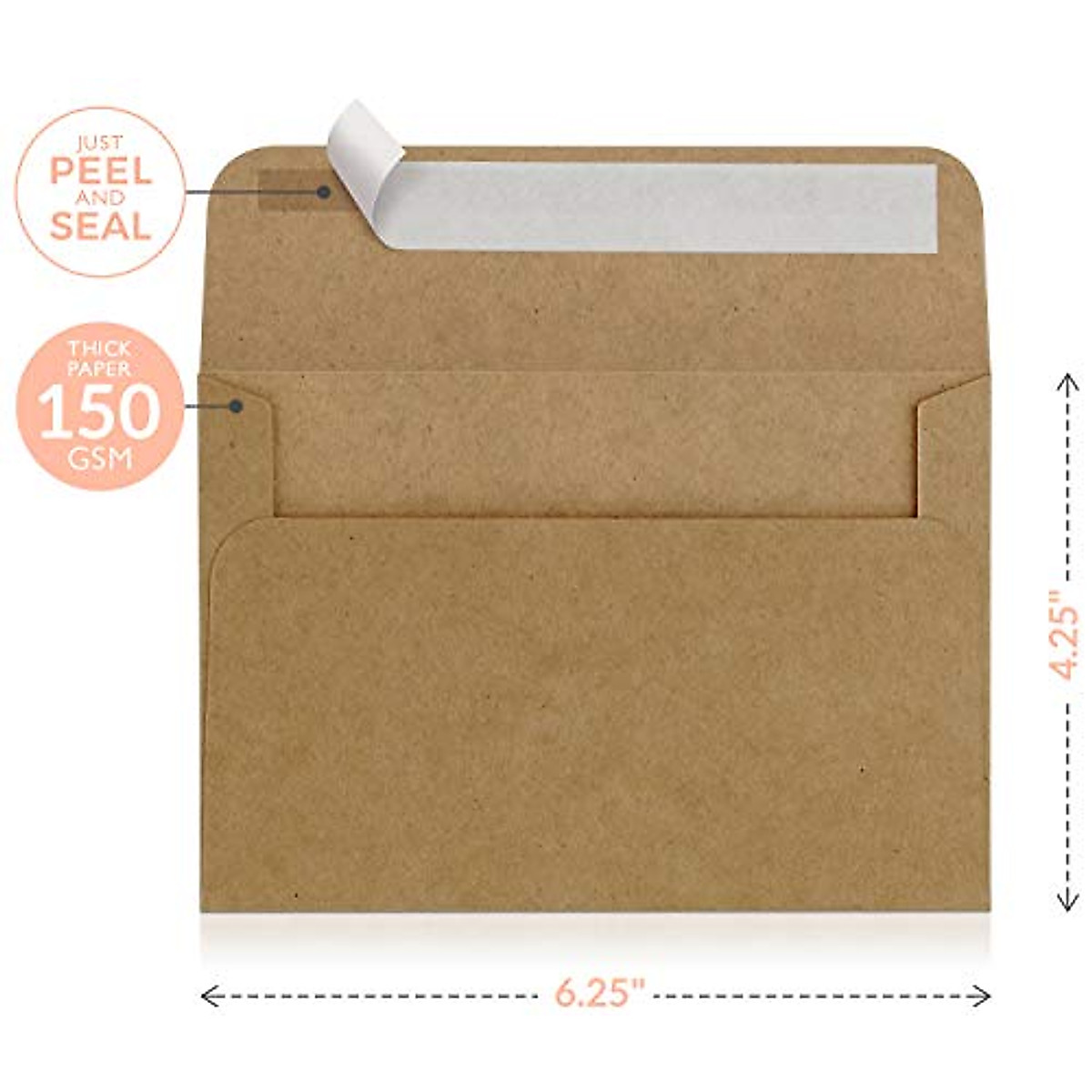 Sweetzer & Orange, A4 Brown Envelopes Self Seal. 100x Envelope and Box. Mailing Envelopes 4x6 (4.25 x 6.25 in.) Kraft 150gsm Self Sealing Envelopes, Blank 4x6 Envelopes for Invitations and Wedding
