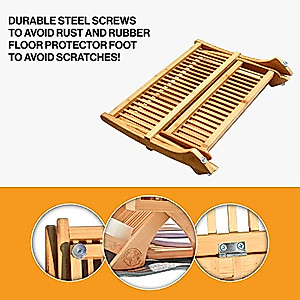 Earth's Dreams Bamboo Dish Drying Rack with Utensils Holder - 3 Tier Collapsible Wooden Dish Drainer with Microfiber Mat - Dish Organizer for Kitchen Counter - Rust Free Plate Rack