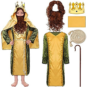 HooLing 6 Pcs Wise Men Costume Kids Saint Bible Costume Boys Shepherd Nativity Costumes for Christmas Halloween(S)