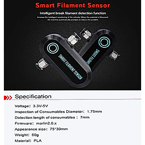 BIGTREETECH Direct SFS Smart Filament Sensor, 1.75mm PLA Filament Runout Sensor/Filament Break Detection Sensor Compatible with SKR Mini E3 V2.0, SKR Mini E3 V3.0, Octopus V1.1 Control Board