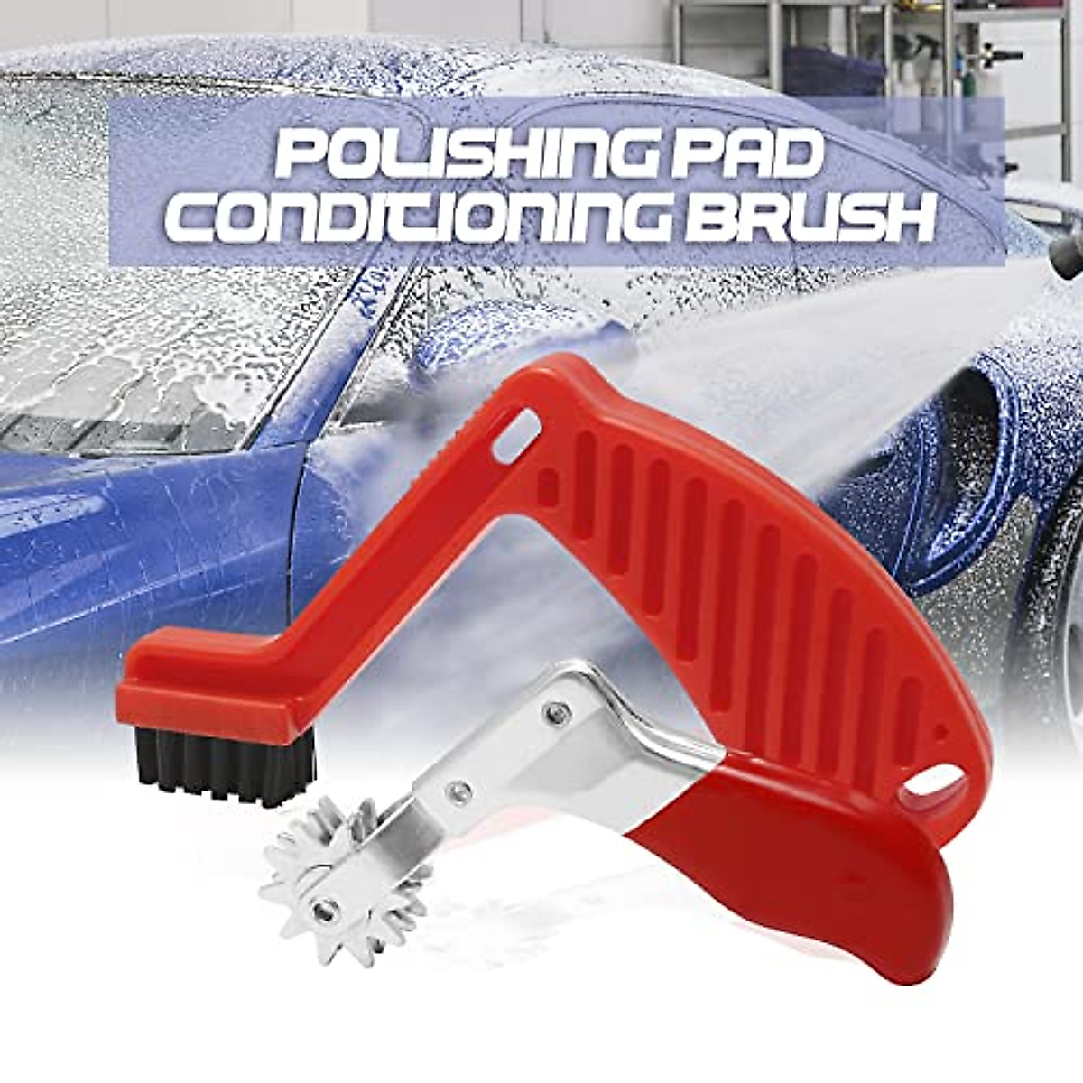 Wool Buffing Pad Cleaning Spur Tool+ Foam Pad Brush Polishing Spur Tool Set Professional Cleaning Tool for Buffing Pads and Woolen Pads