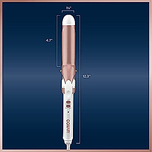 Conair Double Ceramic 1 1/4-Inch Curling Iron, 1 ¼ inch barrel produces loose curls – for use on medium and long hair