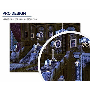 Allenjoy 7x5ft Halloween Haunted House Backdrop Middle Ages Retro Spooky Deserted Spider Web Stairs Background Decor Photography Photoshoot Studio Booth Props