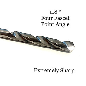 2/Pack Solid Carbide Drill Bit for Hardened Steel Hard Ness HRa 91.3 Aerospace Standard K20 Tungsten Carbide Jobber Length Twist Drill for Metal 118 Degree Four Facet Point Fractional Size (1/8")