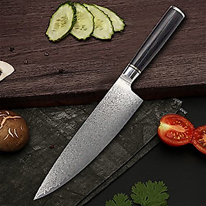 Kimfeng Handmade 8.5 inch Damascus Chef knife Kitchen Knife VG10 Core Steel 67-layer Stainless Steel Professional Forging Chef Knives Corrosion Resistance