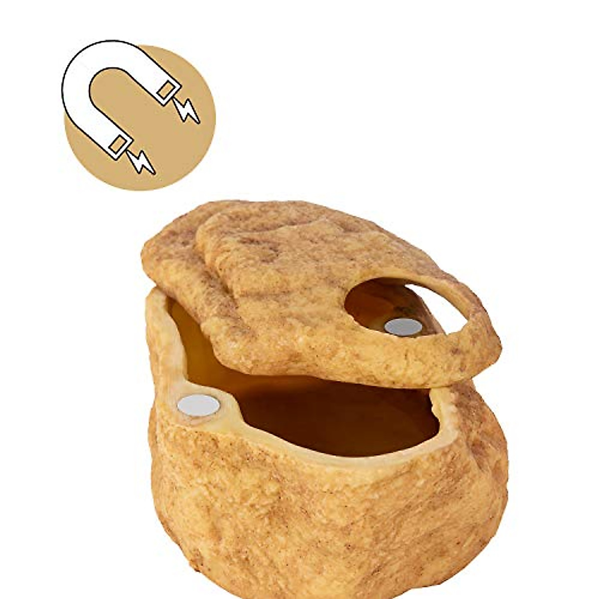 REPTIZOO Reptile Hide Cave, Snake Cave and Hides, 3-in-1 Magnetic Attraction Cave for Snake, Ball Python, Geckos Reptiles (Large Size)