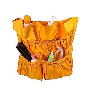 QWORK Trash Can Caddy Bag, 10 Pockets Commercial Cleaning Caddy Bag, Fit 32-50 Gallon Can, Round Trash Bag Holder, Garbage Bin Caddy Organizer, Yellow