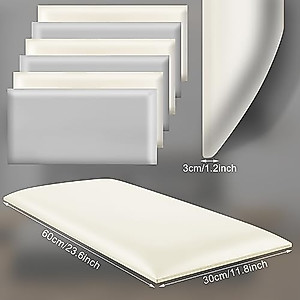 Hanaive Peel and Stick Headboard 23.6'' x 11.8'' Upholstered Wall Panels for Twin, Queen and King 3D Anti Collision Wall Panel Reusable and Removable Padded Wall Panel for Bedroom (Gray, White,6 Pcs)
