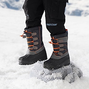 DREAM PAIRS Little Kid Knorth Navy Grey Orange Isulated Fur Winter Waterproof Snow Boots Size 2 M US Little Kid