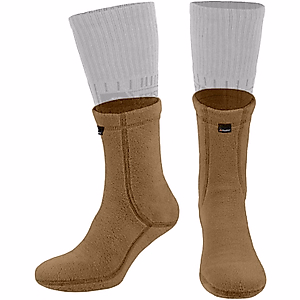 281Z Hiking Warm 6 inch Boot Liner Socks - Military Tactical Outdoor Sport - Polartec Fleece Winter Socks (Small, Coyote Brown)