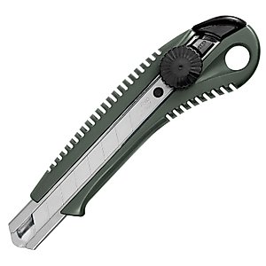 NT Cutter Heavy-Duty snap Off Blade Utility Knife with 0.6mm Extra Thick Blade, Screw-Lock System, Olive Green, 1 Knife (L5506P)