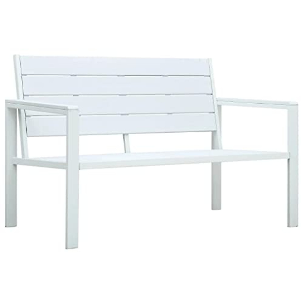 vidaXL Patio Bench Garden Outdoor Balcony Terrace Outside Backyard Yard Porch Home Furniture Seat Lounge Seating HDPE White Wood Look
