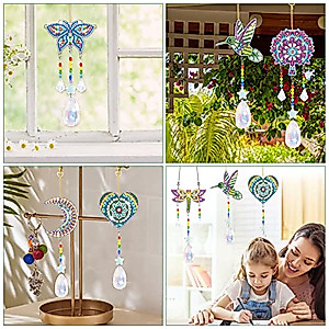 6 Pcs Diamond Painting Suncatcher, Double Sided 3D Diamond Painting Wind Chime Paint by Number, Diamond Painting Hanging Ornaments for Adults Kids Home Garden