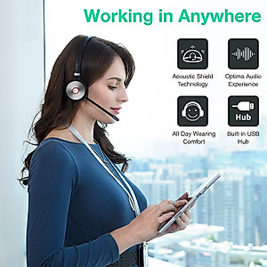 Yealink WH66 Wireless DECT Headset Teams Certified, Office Single Ear (Mono) Headset for Desk Phone and PC, Cell Phone via Bluetooth, Speakerphone, 4.0-inch Touch Screen,13H Talktime,525 ft Range