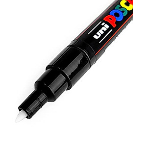 Posca - Ultra Fine to Fine Paint Marker Pens Set - PC-1MR, PC-1M, PC-3M - White & Black Ink - Pack of 6