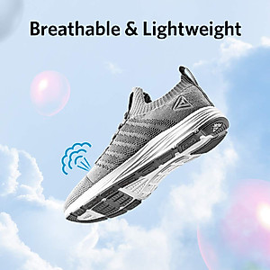 PEAK Mens Lightweight Walking Shoes Comfortable Slip On Sports Sneakers for Tennis, Gym, Running, Casual Workout Grey