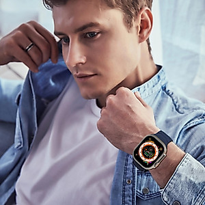 Seizehe Sport Bands Compatible with Apple Watch Ultra/Ultra 2 Band 49mm 45mm 44mm 42mm for Men, Soft Silicone Wristbands Replacement Strap for iWatch Ultra Bands Series 8/7/SE/6/5/4/3/2/1, 2 Packs