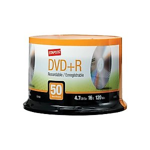 STAPLES 623598 4.7Gb DVD+R Spindle 50/Pack (13163)