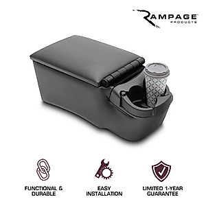 Rampage Universal Truck Bench Seat Contractor Console with Oversized Adjustable Cup Holders | Charcoal Color | 39423