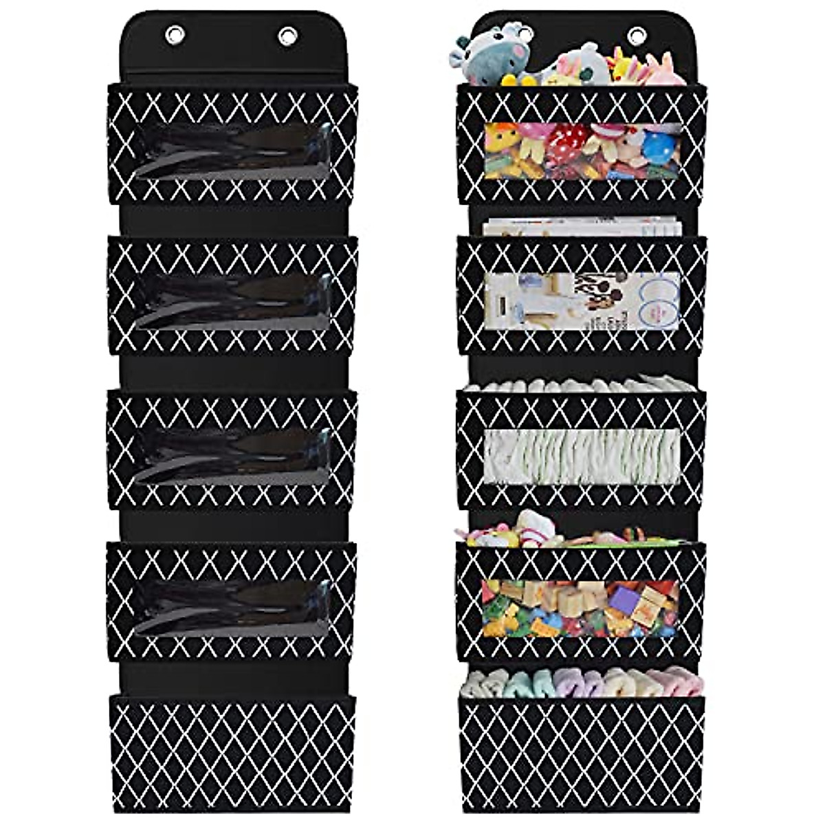 VERONLY Over The Door Hanging Organizer with 5 Large Pockets 1Pack+Toy Chest Box Organizer Bins for Boys Girls 1Pack for Nursery,Playroom,Bedroom Toys