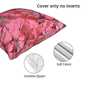 RLDOBOFE Pink Leaves Camo Printed Pillow Covers Soft Throw Pillow Covers Cushion Pillow Covers Square Pillowcases Decorative Cushion Case for Sofa Couch
