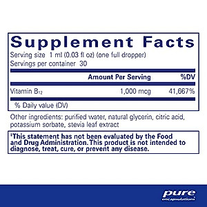 Pure Encapsulations B12 Liquid | 1,000 mcg Vitamin B12 (Methylcobalamin) Supplement to Support Nerves, Immune Health, Energy, and Cognitive Function* | 1 fl. oz.
