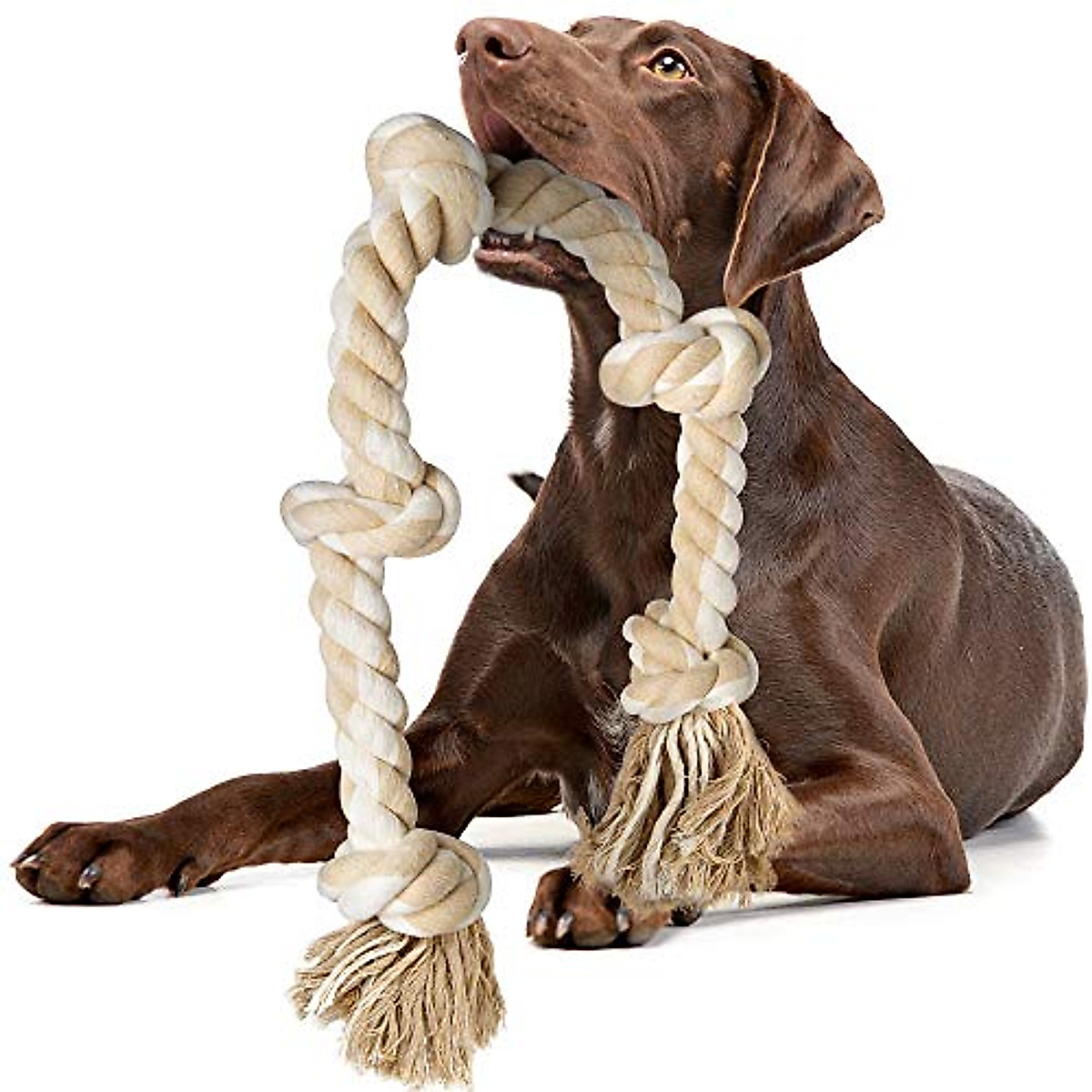 Fida Dog Rope Toys for Large/Medium Aggressive Chewers, Tough Rope Chew Toy, 3 Feet 5 Knots Indestructible Natural Cotton Rope, Tug of War Dog Pull Rope Teeth Cleaning