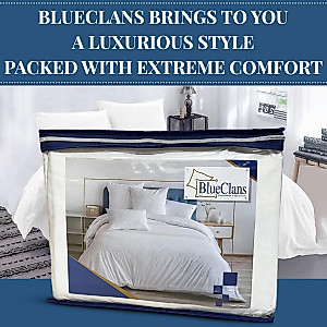 BLUECLANS Duvet Cover King Size 100% Egyptian Cotton 3 Piece Duvet Cover Set California King 800 Thread Count Soft Comforter Cover with Zipper Closure 2 Pillowcases White [Comforter Not Included]