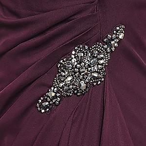 Alex Evenings Women's Long Cold Shoulder Dress (Petite and Regular Sizes), Beaded Wine, 12P