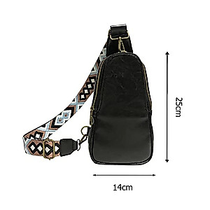 Women Chest Bag PU Leather Satchel Zipper Crossbody Bag Sling Bag for Work Shopping Travel Fashion Shoulder Strap