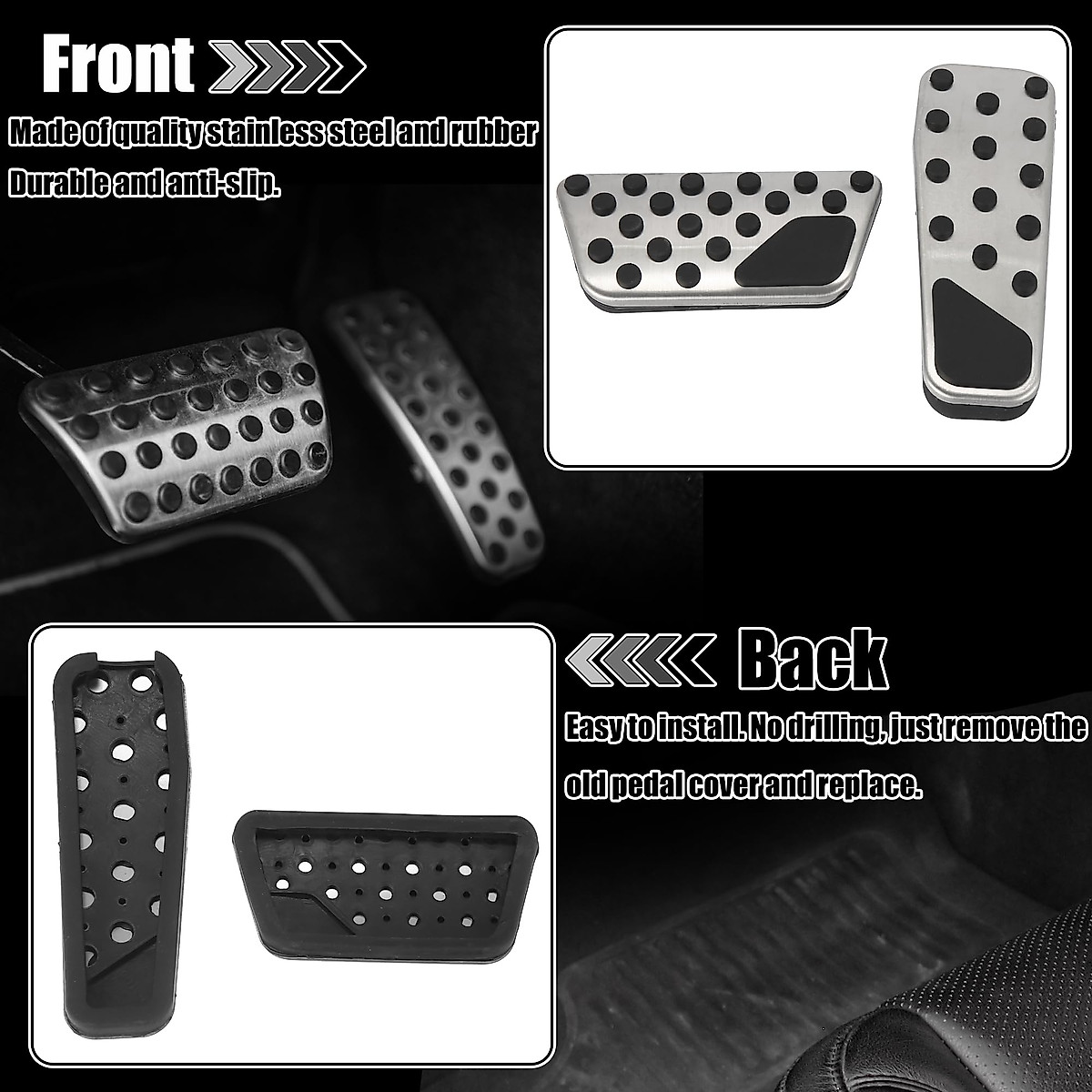 X AUTOHAUX Brake Pedal Pad Gas Accelerator Pedal Cover Set Replace for Dodge Challenger 2009-2018 Charger 2009-2019 for Chrysler 300 2009-2019