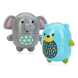 Nuby Silly Squirts Bath Toys, Easy to Clean Children's Bath Toy, Bear and Elephant