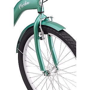Schwinn Meridian Adult Tricycle Bike, Mens and Womens Three Wheel Beach Cruiser, 26-Inch Wheels, Low Step-Through Frame, Wide Seat, Rear Folding Basket, Single-Speed, Green