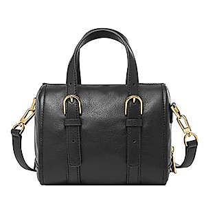 Fossil Women's Carlie Leather Mini Satchel Purse Handbag, Black (Model: ZB1856001)