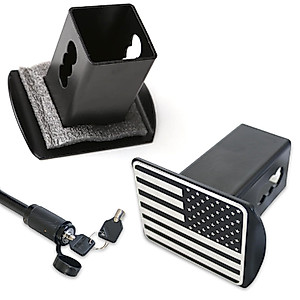 ZKFAR Pack-1 Trailer Hitch Cover, American Flag Plug Cover, Metal Rear Receiving Tube Cover, 2" Automotive Dust Plug, Protective Cover with Pin Bolt, Universal for Most SUVs, Trailers (Silver)