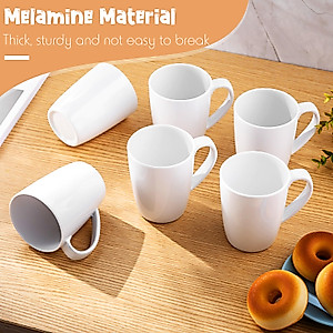 Nitial Melamine Coffee Mug Set of 12, 10 oz Melamine Cups with Handles Vintage Unbreakable Coffee Mug Retro Style Drinking Cups for Latte Party Office Home Beverage Water (White)