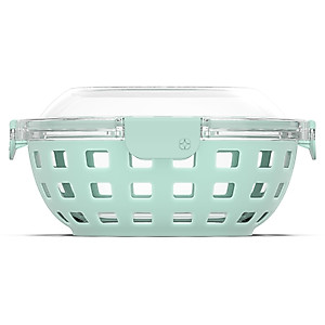 Ello DuraGlass Food Storage Glass Lunch Bowl - Meal Prep Container with Silicone Sleeve and Airtight Lid, 5 Cup, Yucca