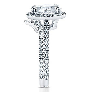 Kobelli Forever One Oval Moissanite and Lab Grown Diamond Halo Bridal Rings Set 2 CTW 14k White Gold (DEF/VS, DEF/VS), 6