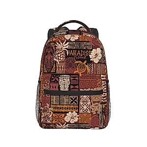 ASYG Hawaii Style Backpack Hawaiian Tribal Element Laptop Backpack Hawaii Tablet Bag Beach Bag Laptop Bag