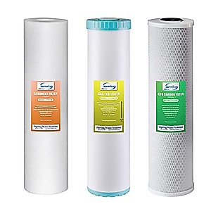 iSpring F3WGB32BKS 4.5” x 20” 3-Stage Whole House Water Filter Set Replacement Pack with Sediment, GAC+KDF, and CTO Carbon Block Cartridges, Fits WGB32B-KS